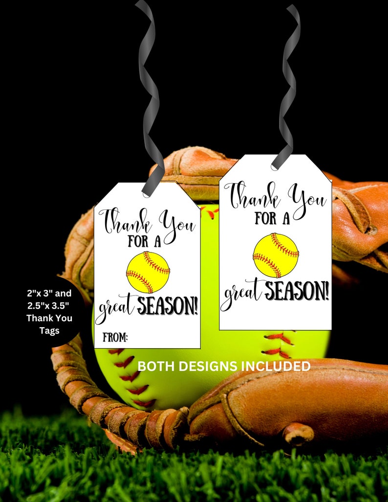 Printable Softball Thank You Gift Tags (digital Download) - Etsy