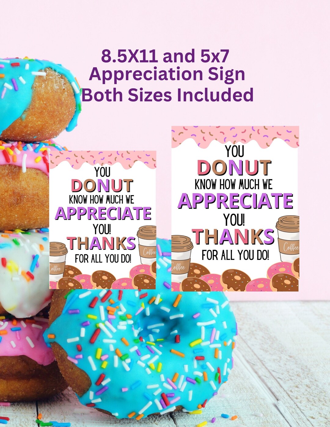 Appreciation Sign, Teacher Appreciation Sign, Donut Sign, Printable ...