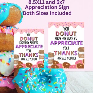 Appreciation Sign, Teacher Appreciation Sign, Donut Sign, Printable ...