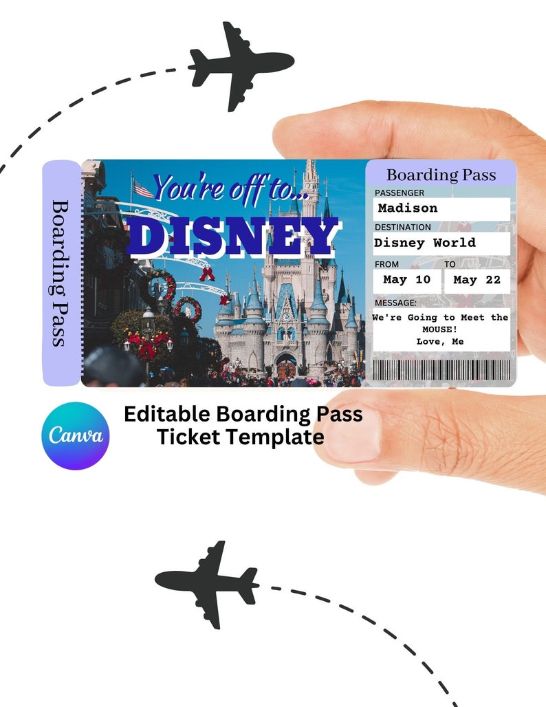 Editable Boarding Pass Template Printable Airplane Ticket Etsy 5251
