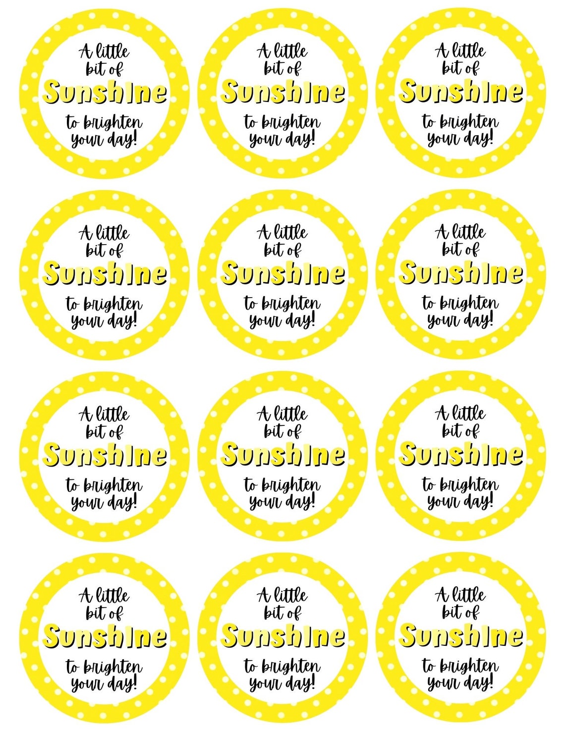 Appreciation Tag Brighten Your Day Tag Printable Treat Tags - Etsy