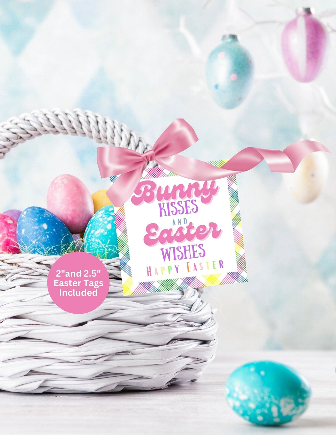 Easter Tags, Printable Easter Gift Tags, Bunny Kisses Treat Tags, Bunny ...