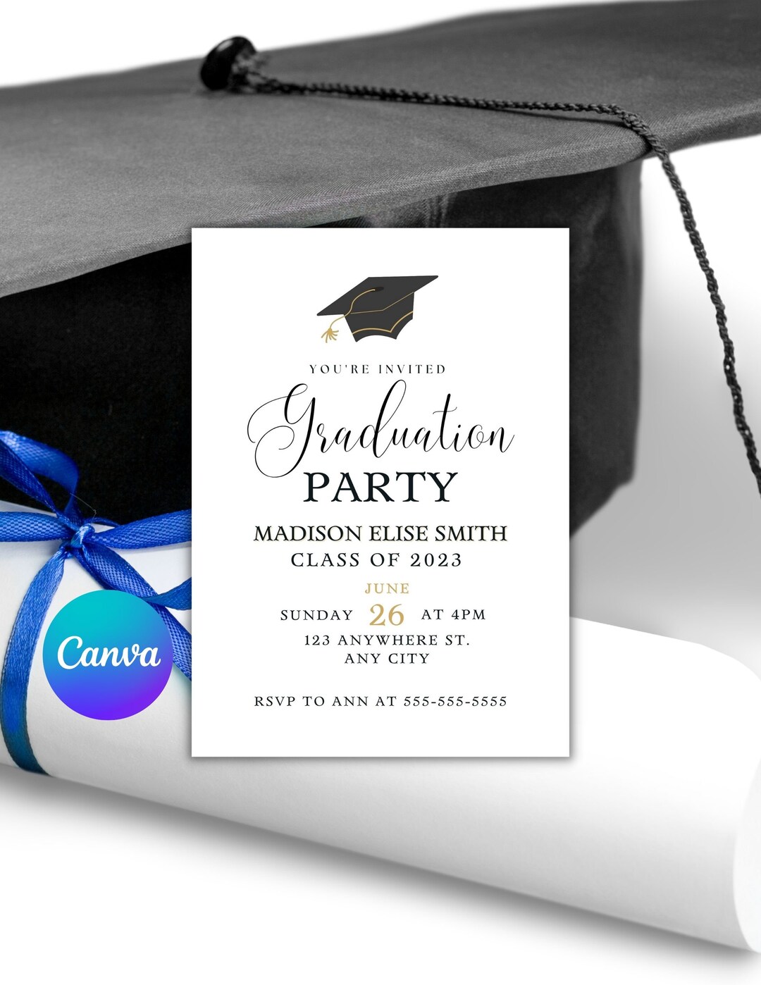Graduation Party Invitation, Graduation Invitation Template, Editable ...