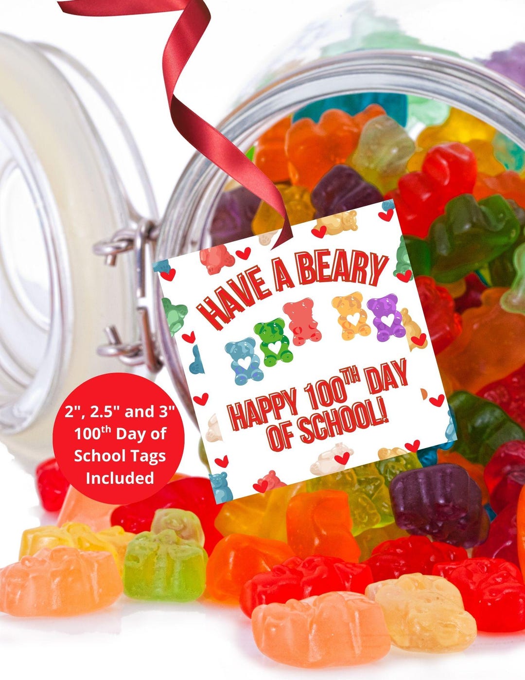 Gummy Bear 100th Day of School Treat Tags (PDF) 2-3" Sizes - Etsy