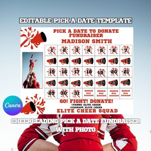 Editable Cheerleading Calendar Fundraiser, Pick a Date to Donate ...