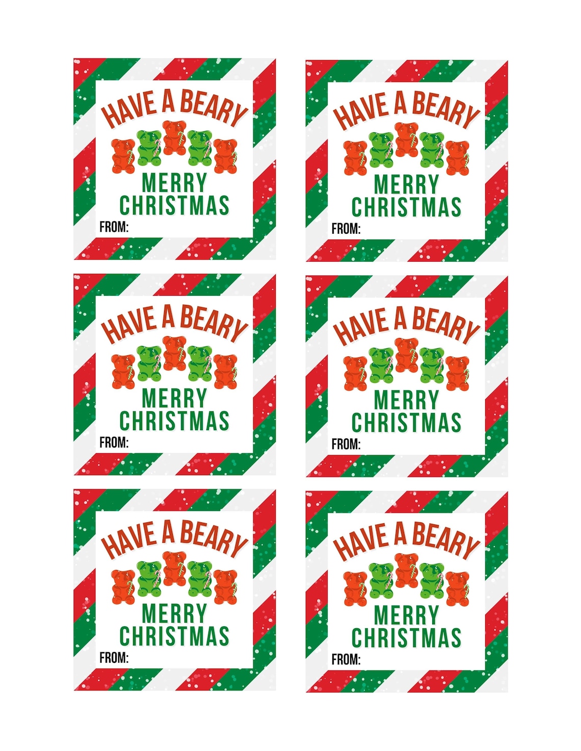 Christmas Gift Tags Printable Printable Gummy Bear Tag - Etsy