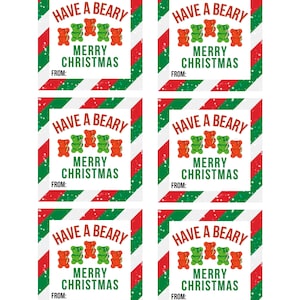 Christmas Gift Tags Printable, Printable Gummy Bear Tag, Christmas ...