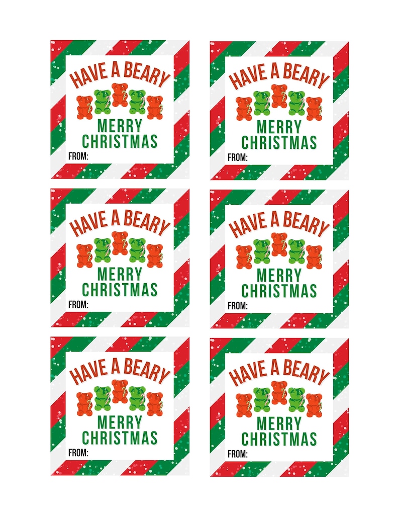 Christmas Gift Tags Printable Printable Gummy Bear Tag - Etsy