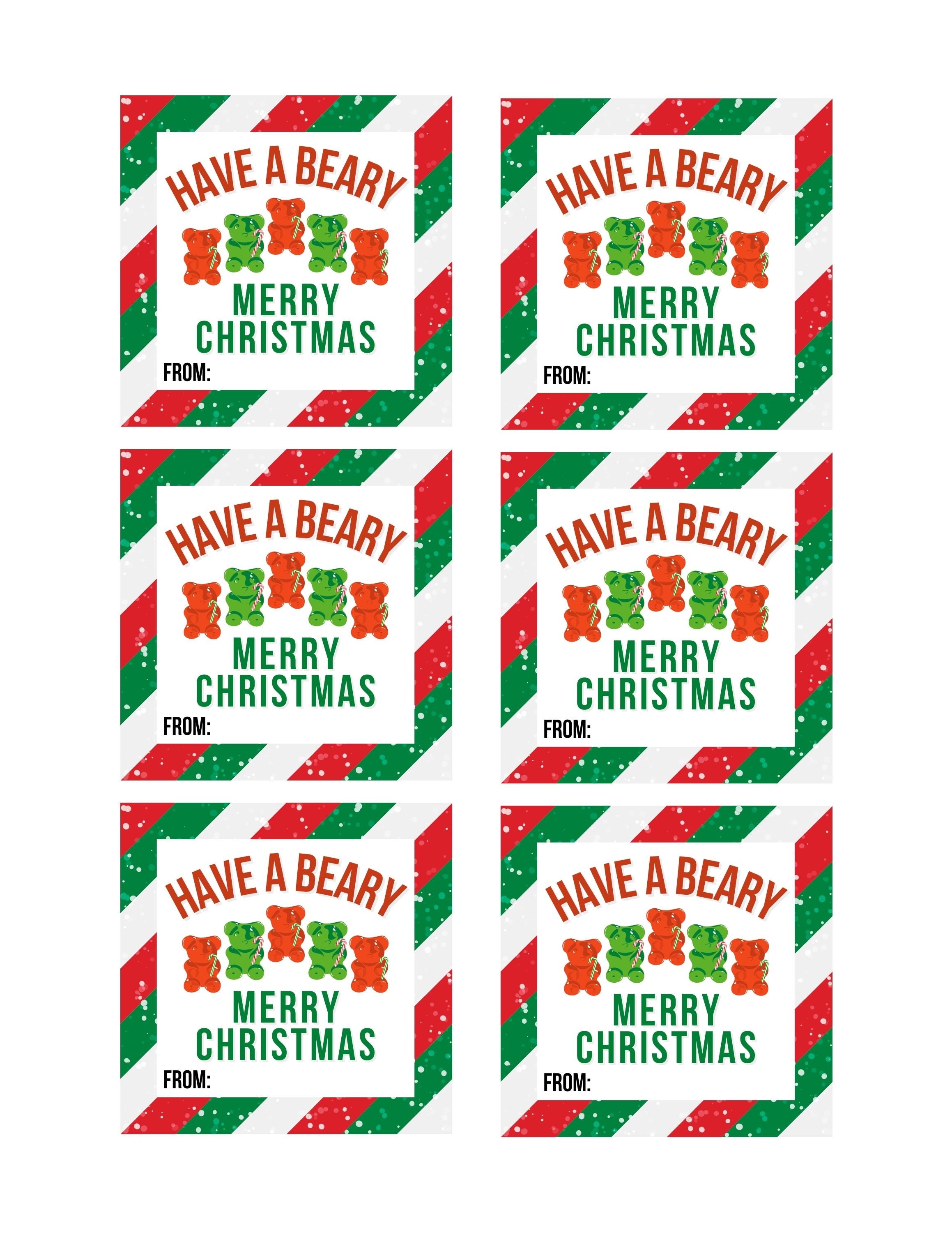 Christmas Gift Tags Printable, Printable Gummy Bear Tag, Christmas ...