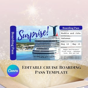 Editable Boarding Pass Template, Editable Cruise Ticket, Cruise Ticket ...