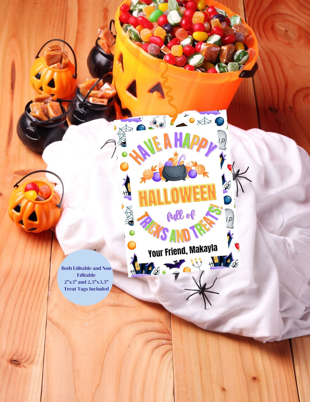 Halloween Tags Printable, Halloween Treat Tag, Editable Halloween Tag ...