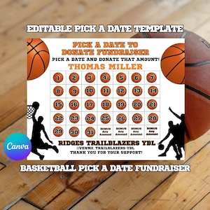 Editable Basketball Calendar Fundraiser, Pick a Date Printable (canva ...