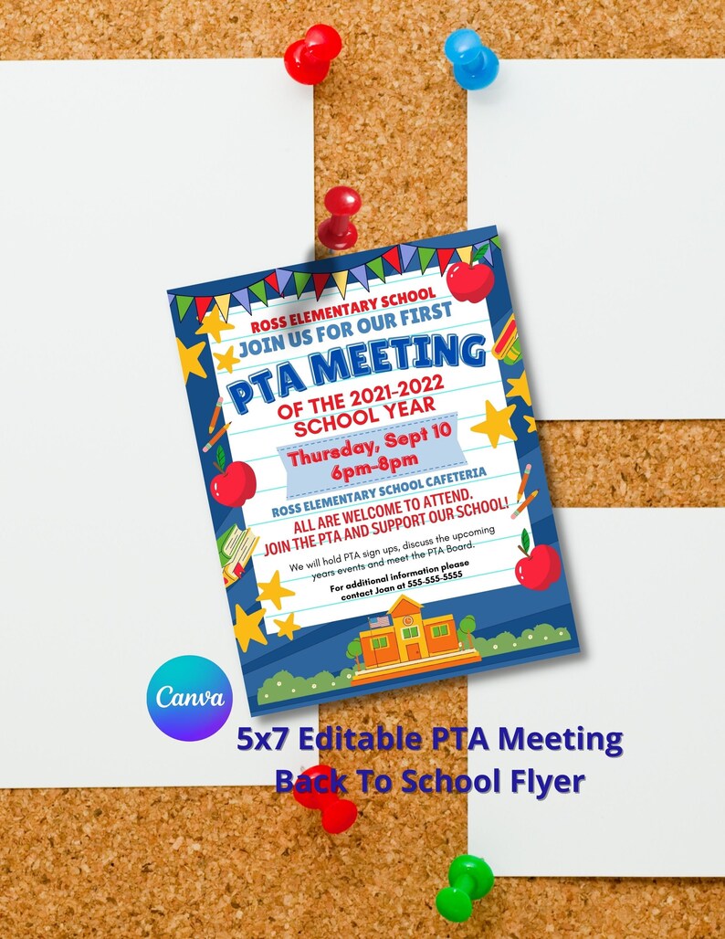 PTA Meeting Flyer PTO PTA Flyer Editable School Flyer Back - Etsy