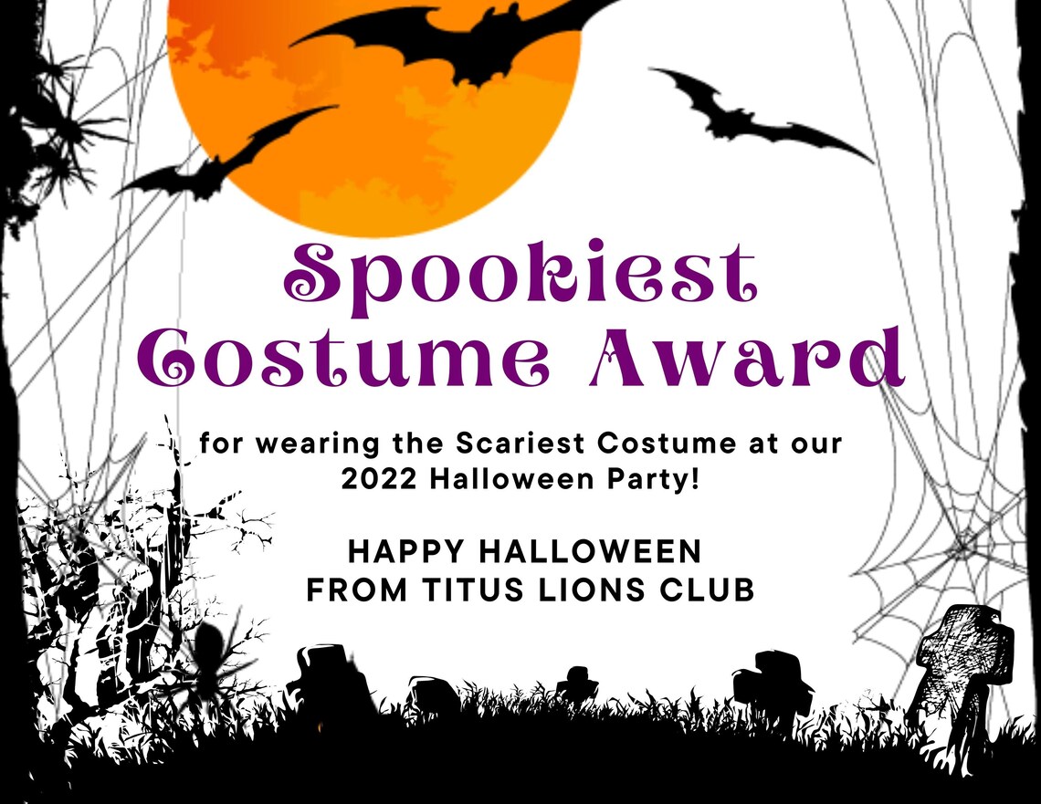 Halloween Costume Awards, Halloween Awards Template, Costume Party ...