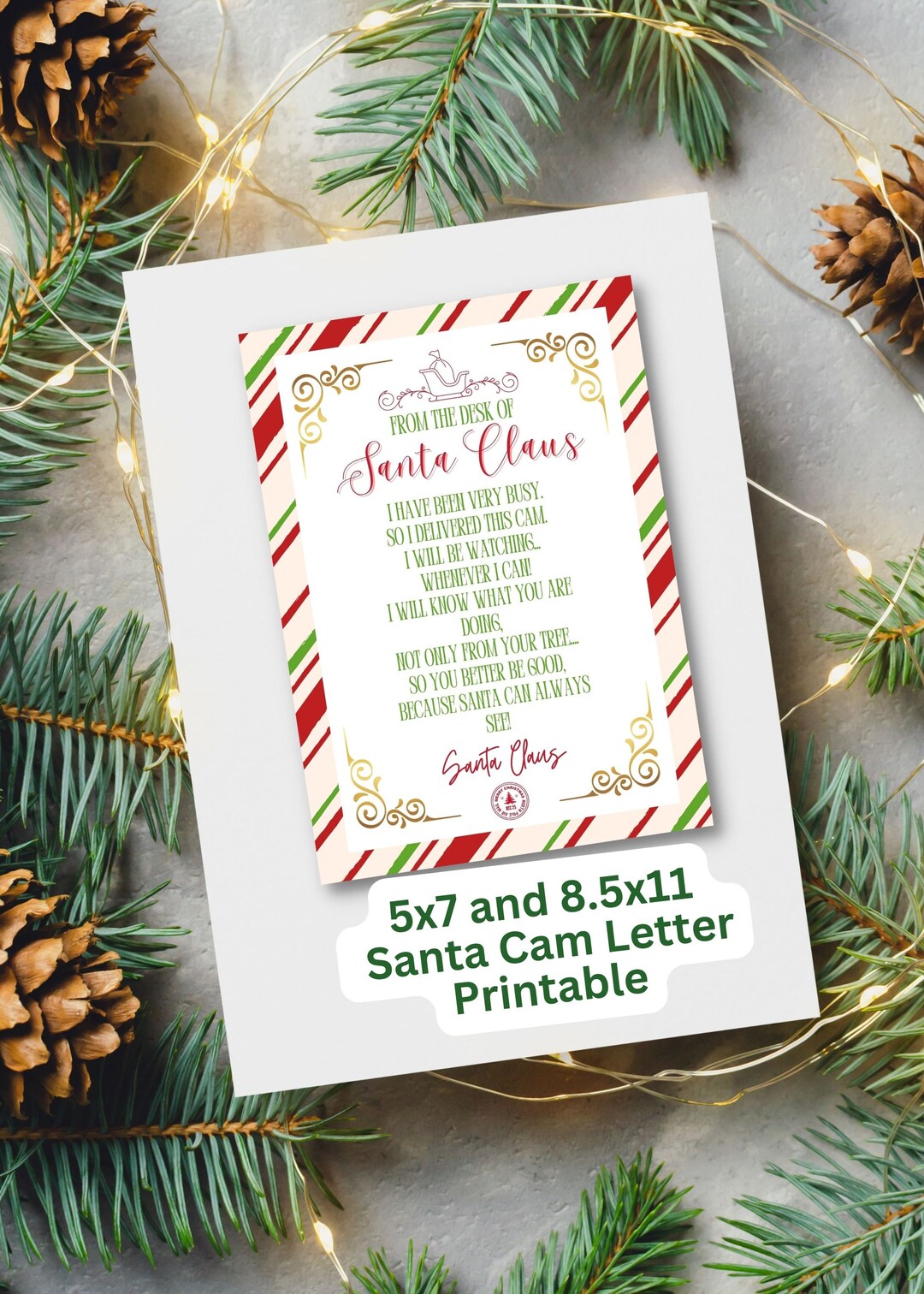 Santa Cam Letter Printable, 5x7 and 8.5x11, Santa Claus Letter - Etsy