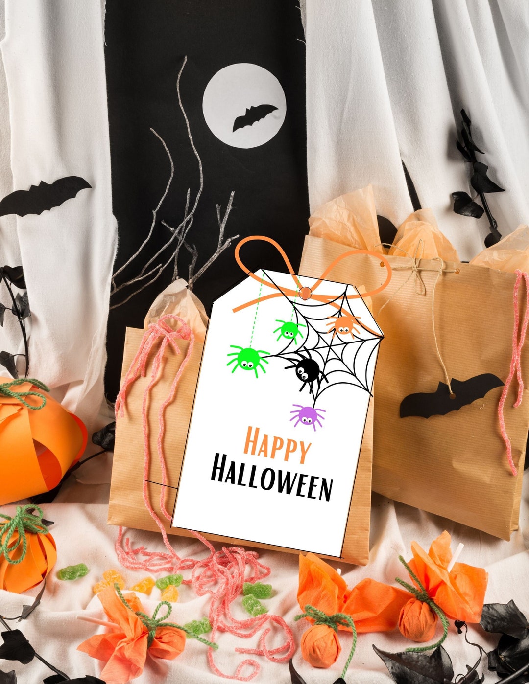 Spider Halloween Treat Tags, Printable Favor Tags (PDF) - Etsy