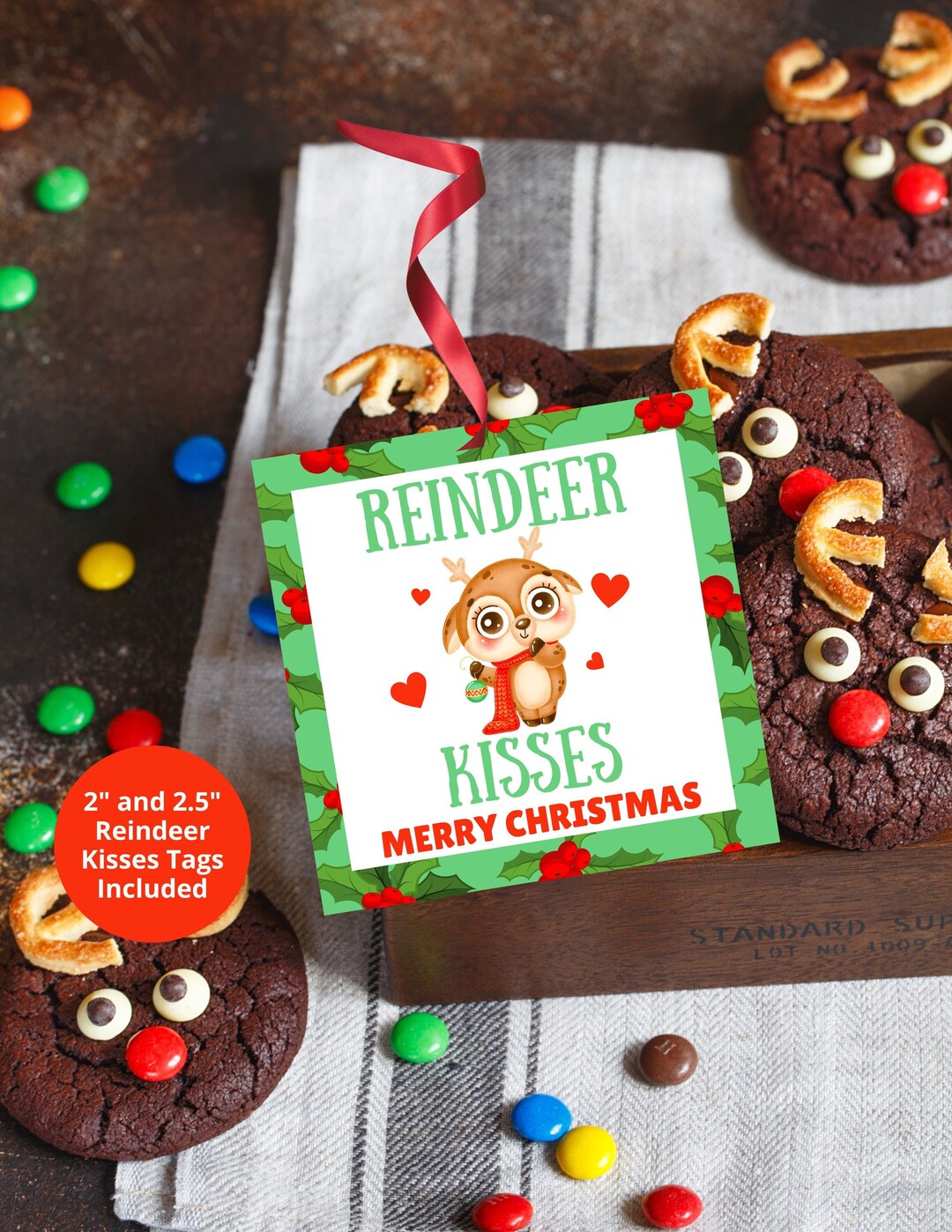 Christmas Gift Tags Printable Reindeer Tag Reindeer Kisses - Etsy