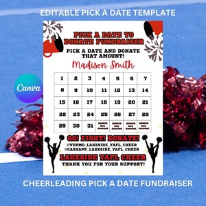 Editable Cheerleading Calendar Fundraiser, Pick a Date to Donate ...