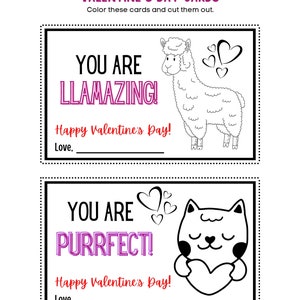 Valentine Cards for Kids, Printable Color Me Cards, Kids Valentine Card ...