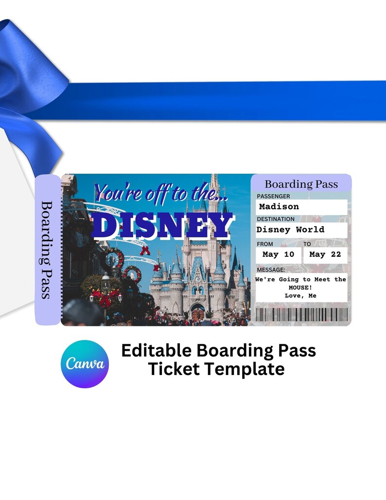 Editable Boarding Pass Template Printable Airplane Ticket Etsy 6634