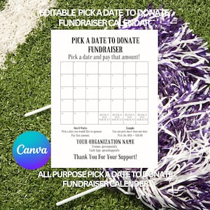 Editable All Purpose Fundraiser Calendar, Pick a Date to Donate ...