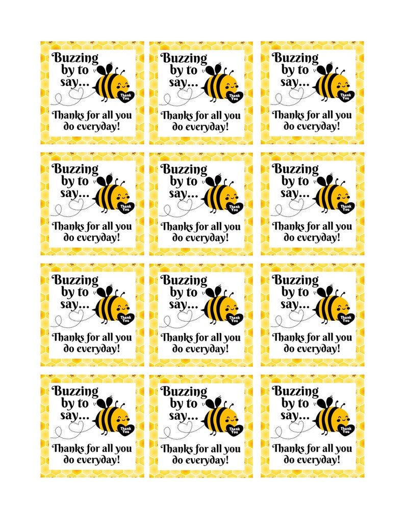 Printable Bee Appreciation Gift Tag, Teacher Thank You (PDF) - Etsy