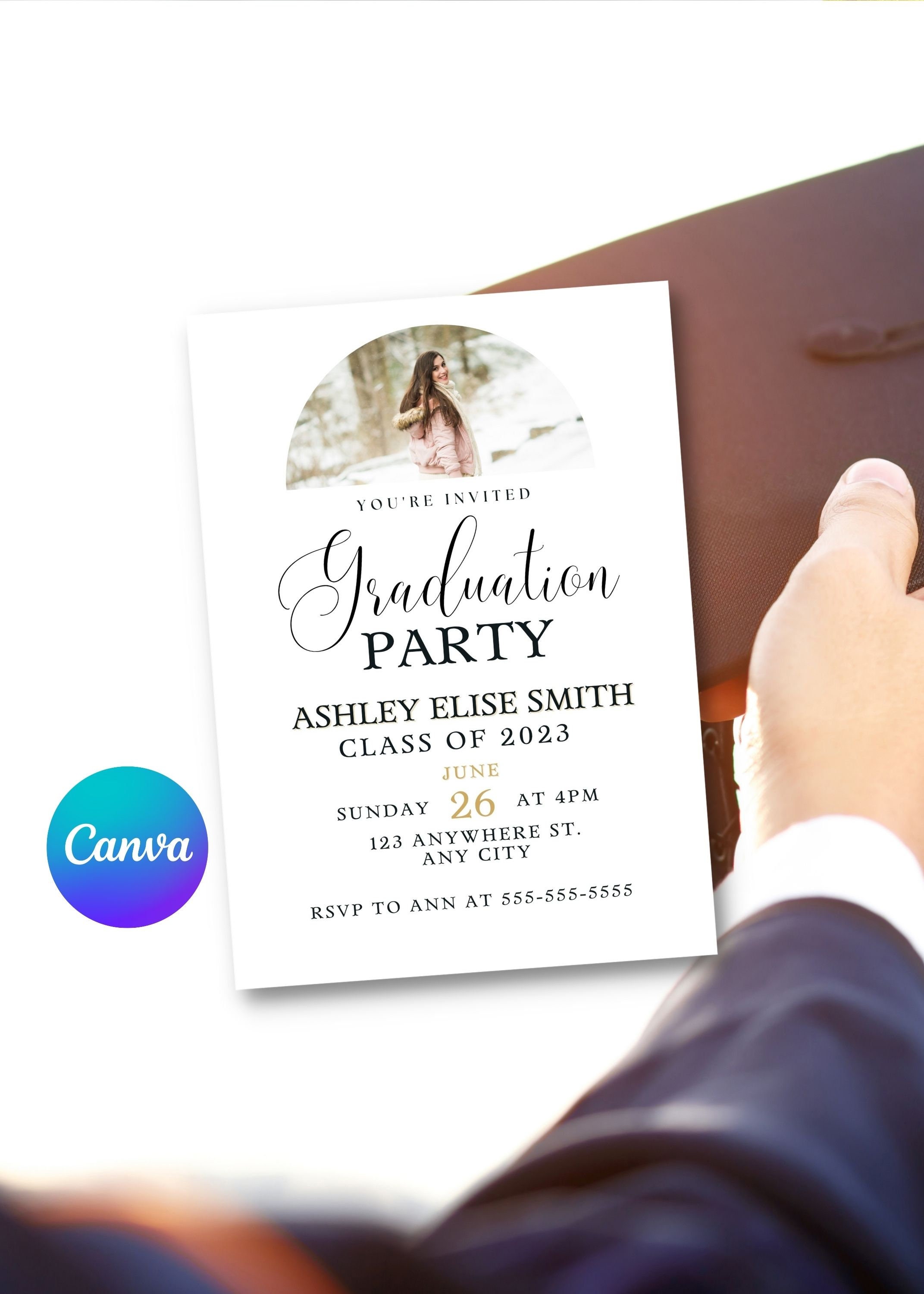 Editable Graduation Invitation Template, Graduation Party Announcement ...