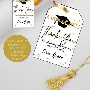 Graduation Thank You Tags Thank You Tag Editable Graduation - Etsy