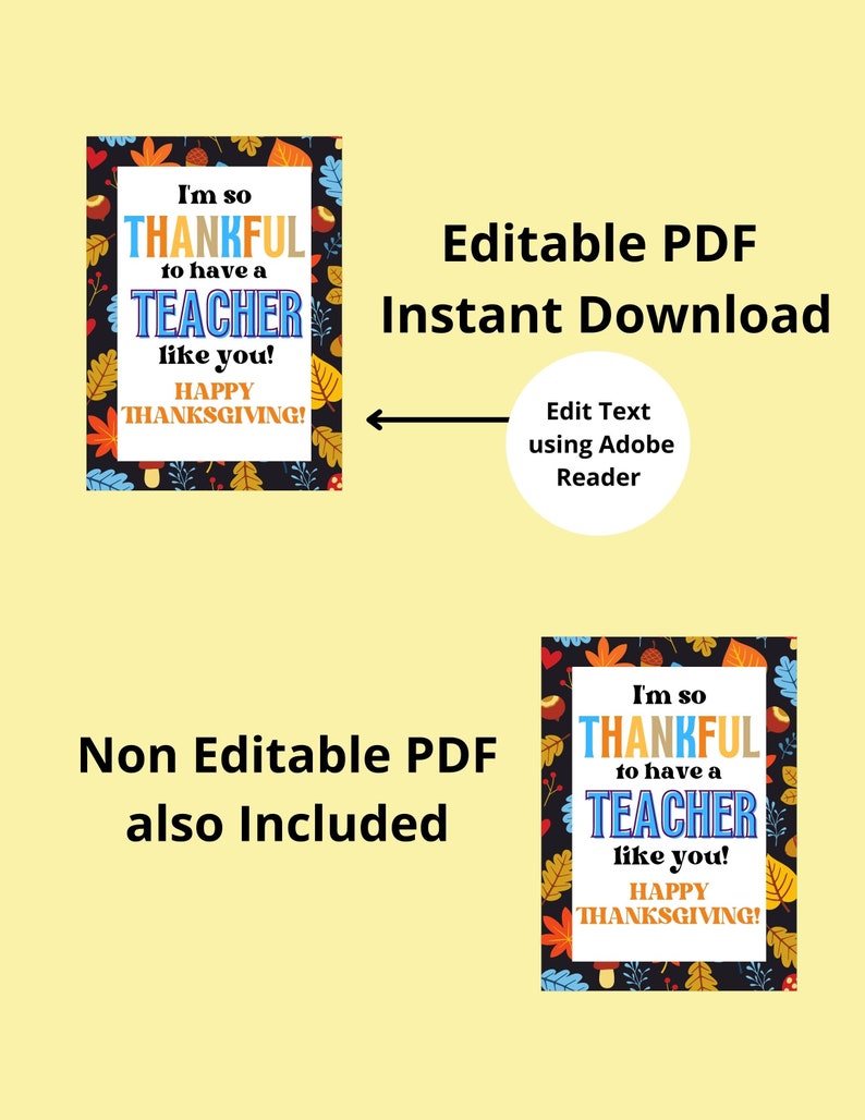 Editable Teacher Appreciation Tag, Printable Thanksgiving Thankful Tag ...