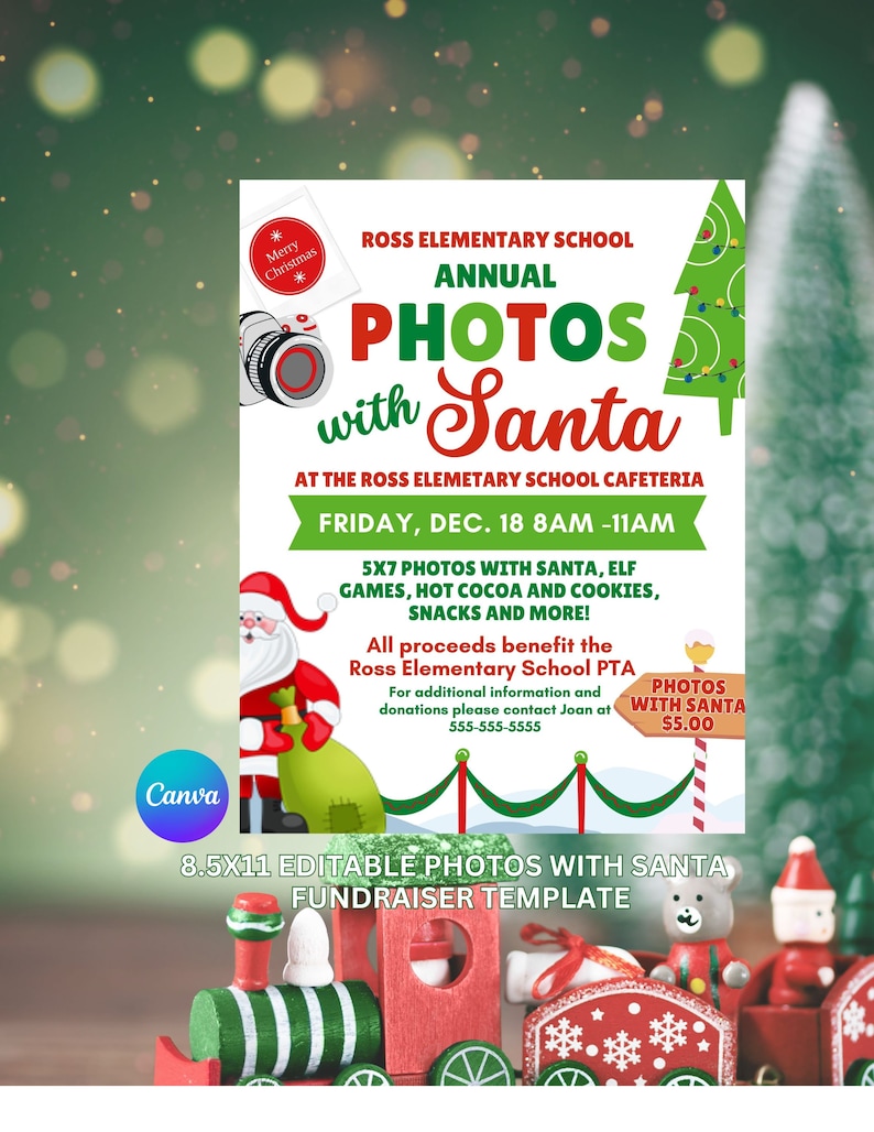 Editable Photos With Santa Flyer, Christmas Fundraiser (8.5x11) Canva ...
