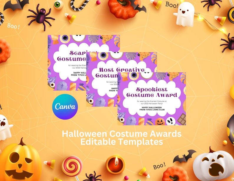 Editable Halloween Costume Awards Template (digital Download) - Etsy