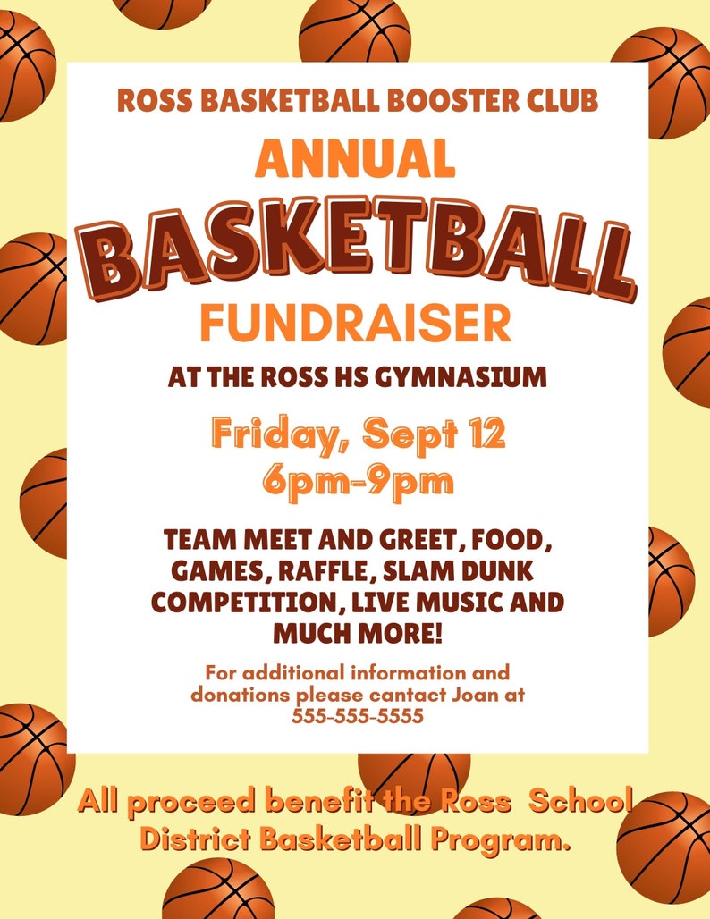Basketball Fundraiser Basketball Fundraiser Flyer Editable - Etsy
