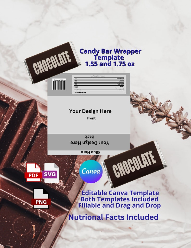Candy Bar Wrapper Template, Candy Wrapper, Editable Candy Wrapper ...