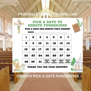 Church Calendar Fundraiser, Pick a Date to Donate Printable, Church ...