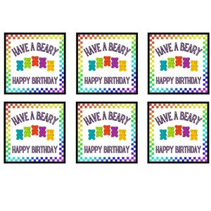 Printable Gummy Bear Birthday Tag, Birthday Bear Tag, Gummy Treat Tag ...