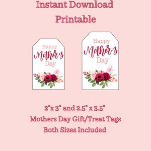 Mothers Day Gift Tags, Printable Mothers Day Treat Tags, Mothers Day ...