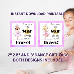 Dance Gift Tags, Dance Tags, Good Luck Treat Tags, Dance Snack Tags ...