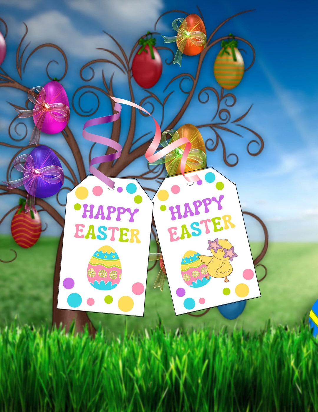 Easter Tag, Printable Easter Gift Tag, Appreciation Tag, Easter Chick ...