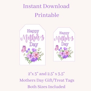 Mothers Day Gift Tags, Printable Mothers Day Treat Tags, Mothers Day ...