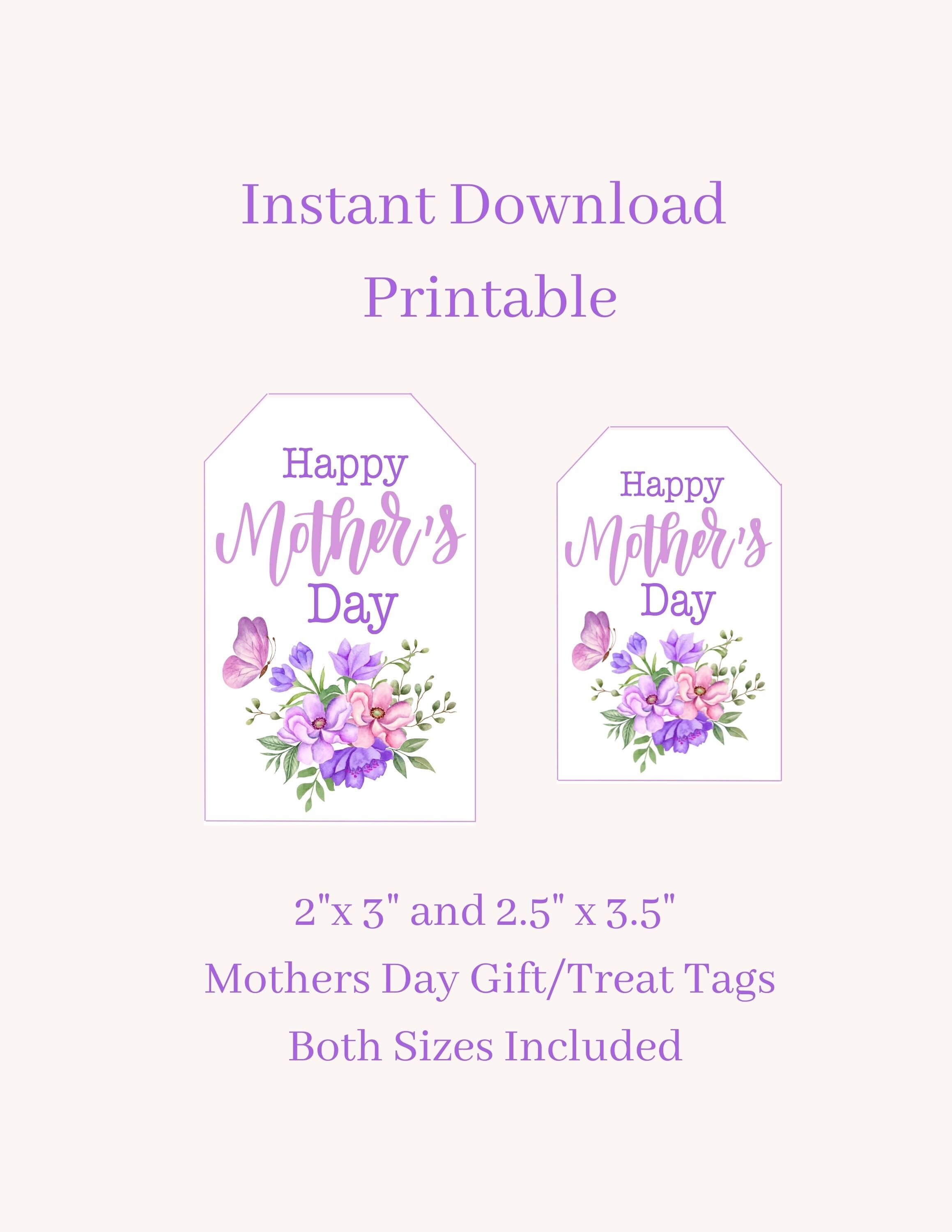 Mothers Day Gift Tags, Printable Mothers Day Treat Tags, Mothers Day ...