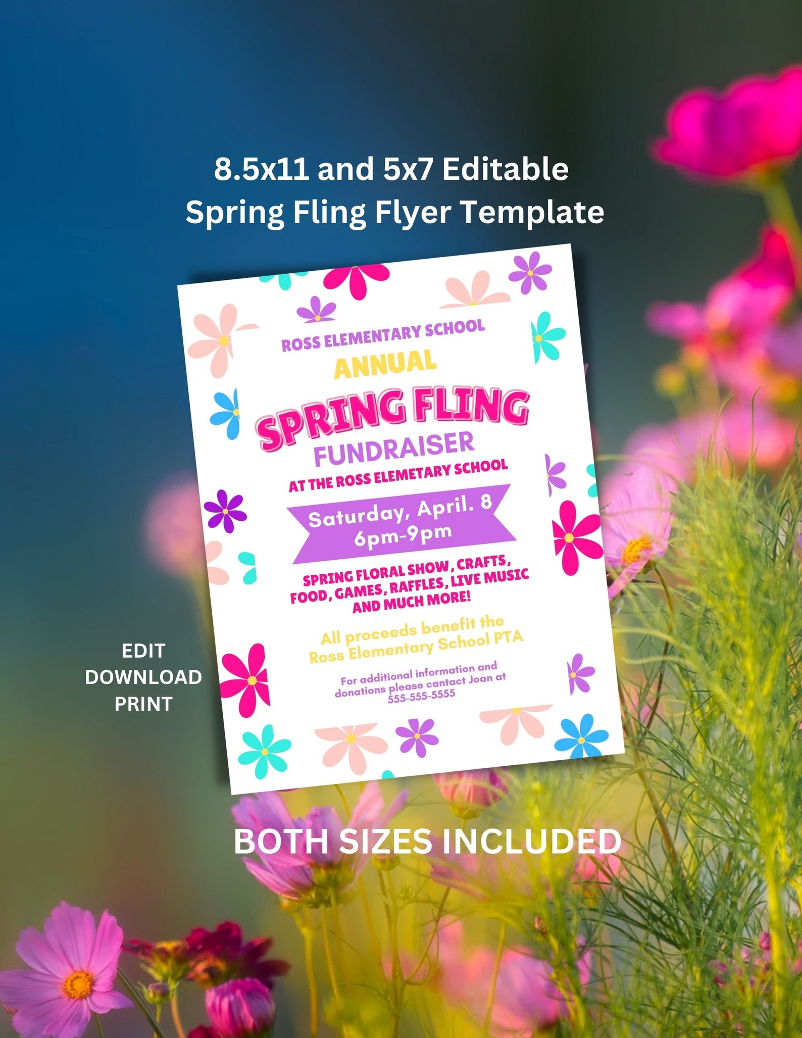 Spring Fling Flyer, Spring Market Flyer, Editable Spring Flyer Template ...