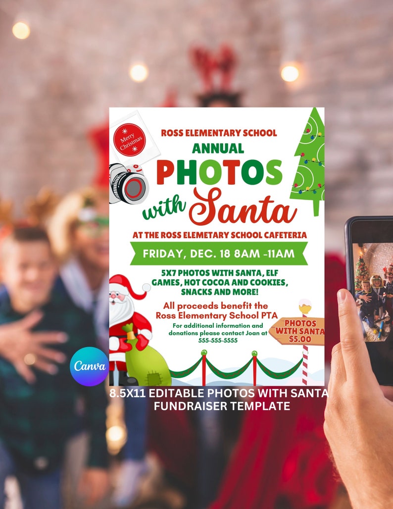 Editable Photos With Santa Flyer, Christmas Fundraiser (8.5x11) Canva ...