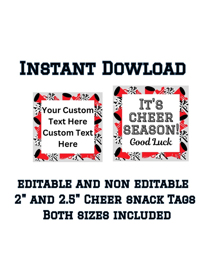 Editable Cheerleading Treat Tags, Printable Sports Tags (PDF) - Etsy
