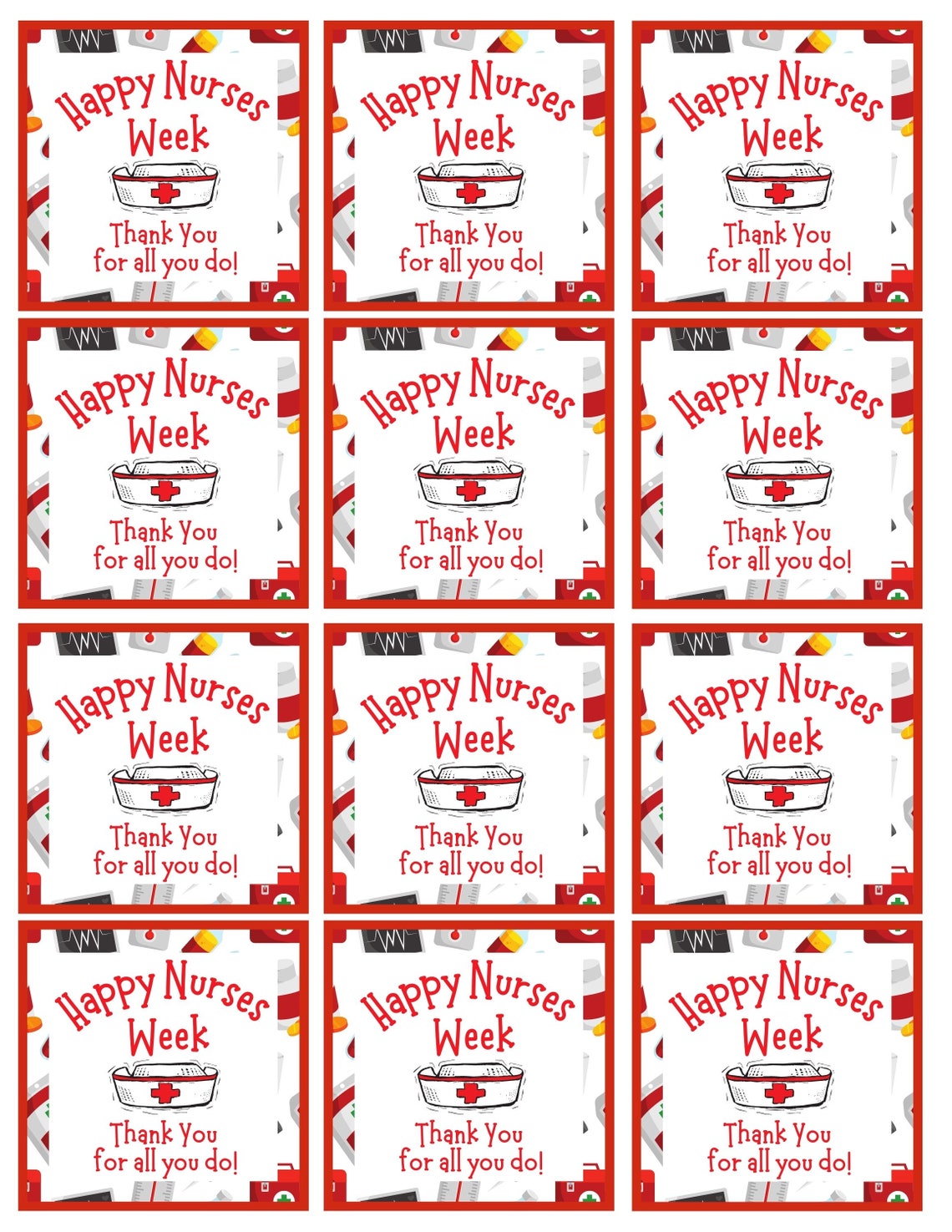 Nurse Appreciation Tag Nurse Gift Tags Printable Nurse Tag | Etsy