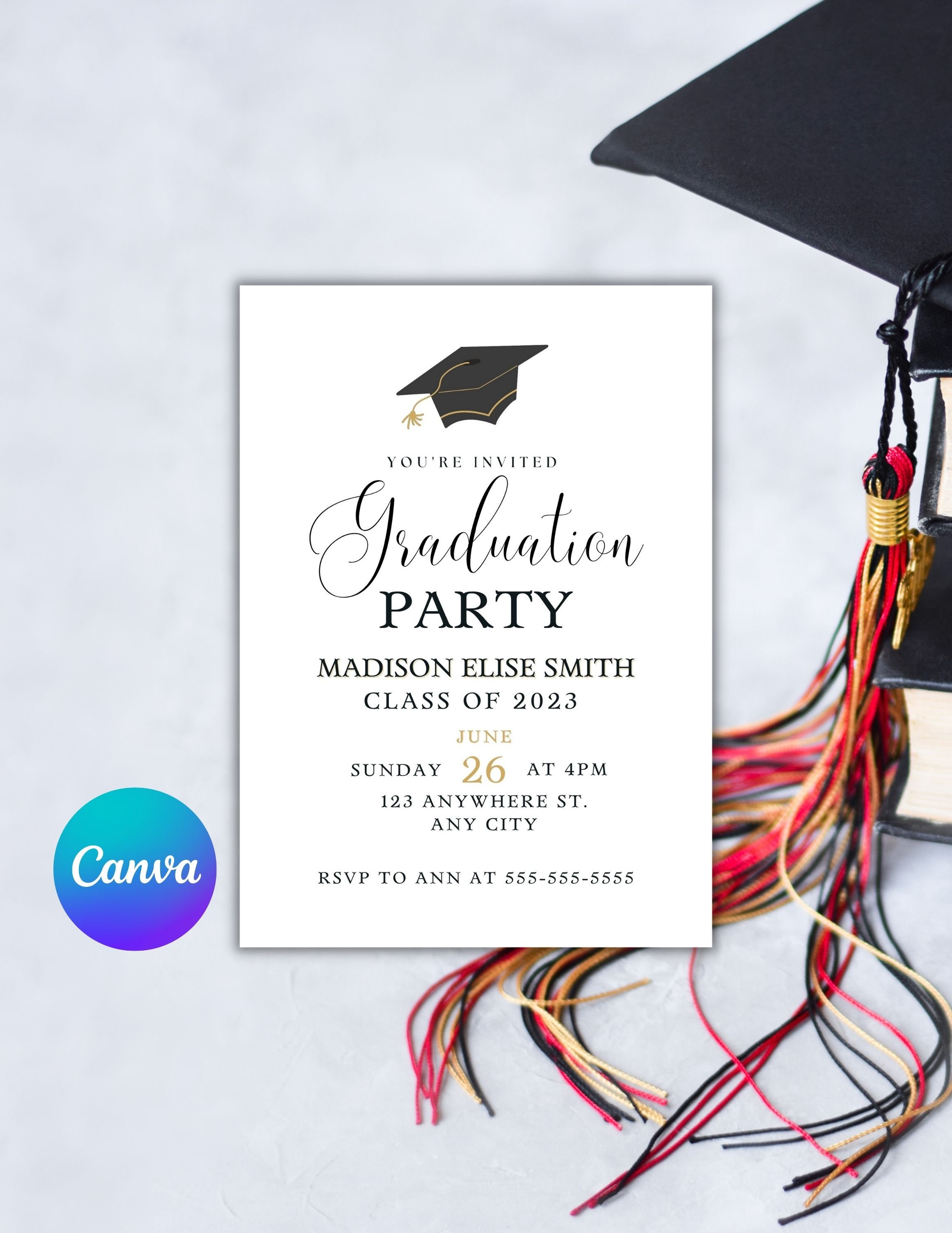 Graduation Party Invitation, Editable Grad Party Invite, Graduate ...