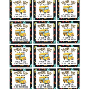 Bus Driver Gift Tags, Bus Driver Appreciation Gift Tags, Appreciation ...