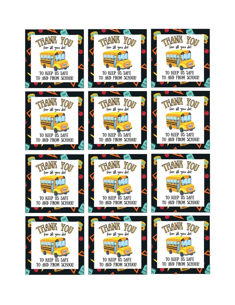 Bus Driver Gift Tags Bus Driver Appreciation Gift Tags - Etsy