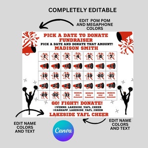 Editable Cheerleading Calendar Fundraiser, Pick a Date to Donate ...