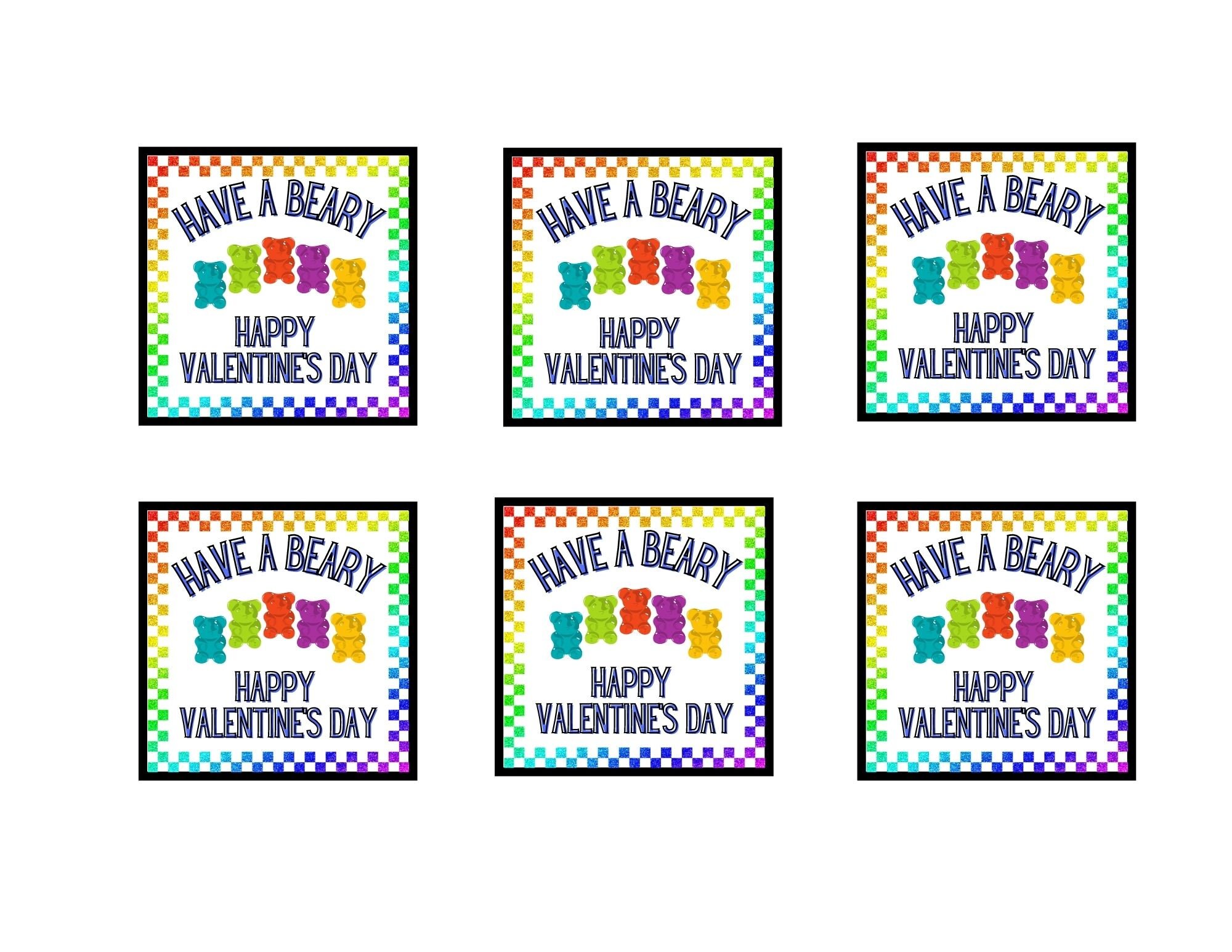 Gummy Bear Valentine Tag Printable Valentine Tag Valentine | Etsy