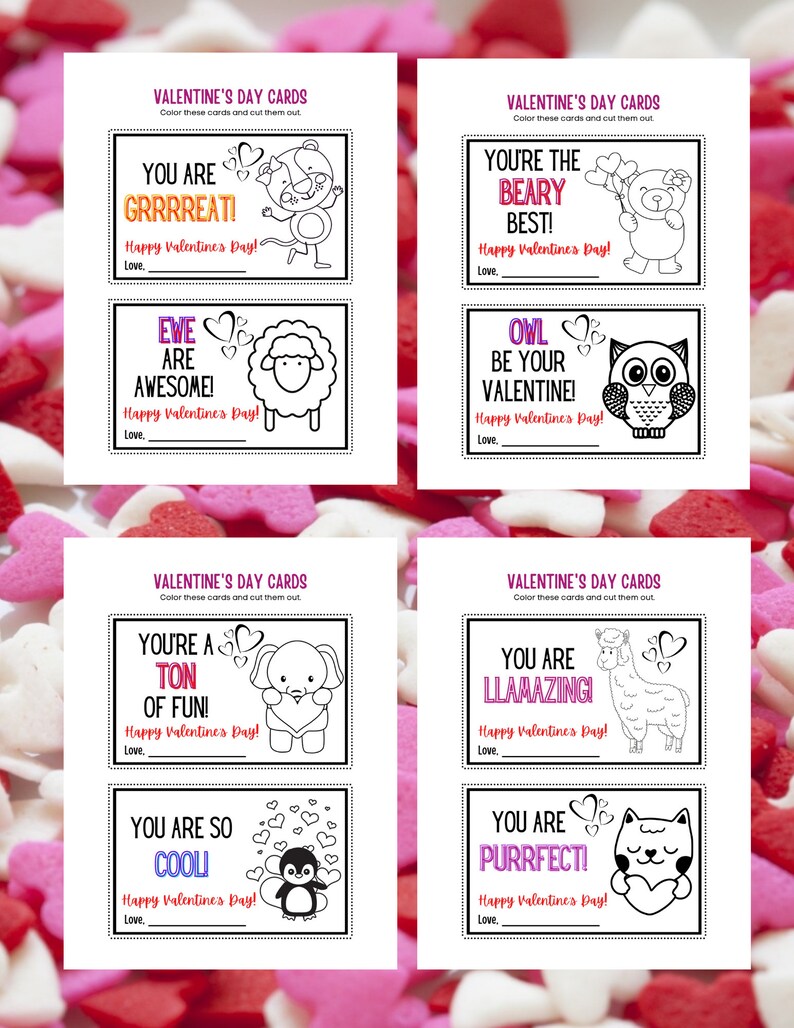 Valentine Cards for Kids Printable Color Me Cards Kids - Etsy